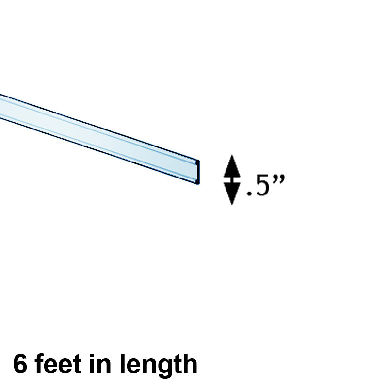0.5" H Clear C-Channel. 6-Foot Length, 10-Pack - Azar Displays