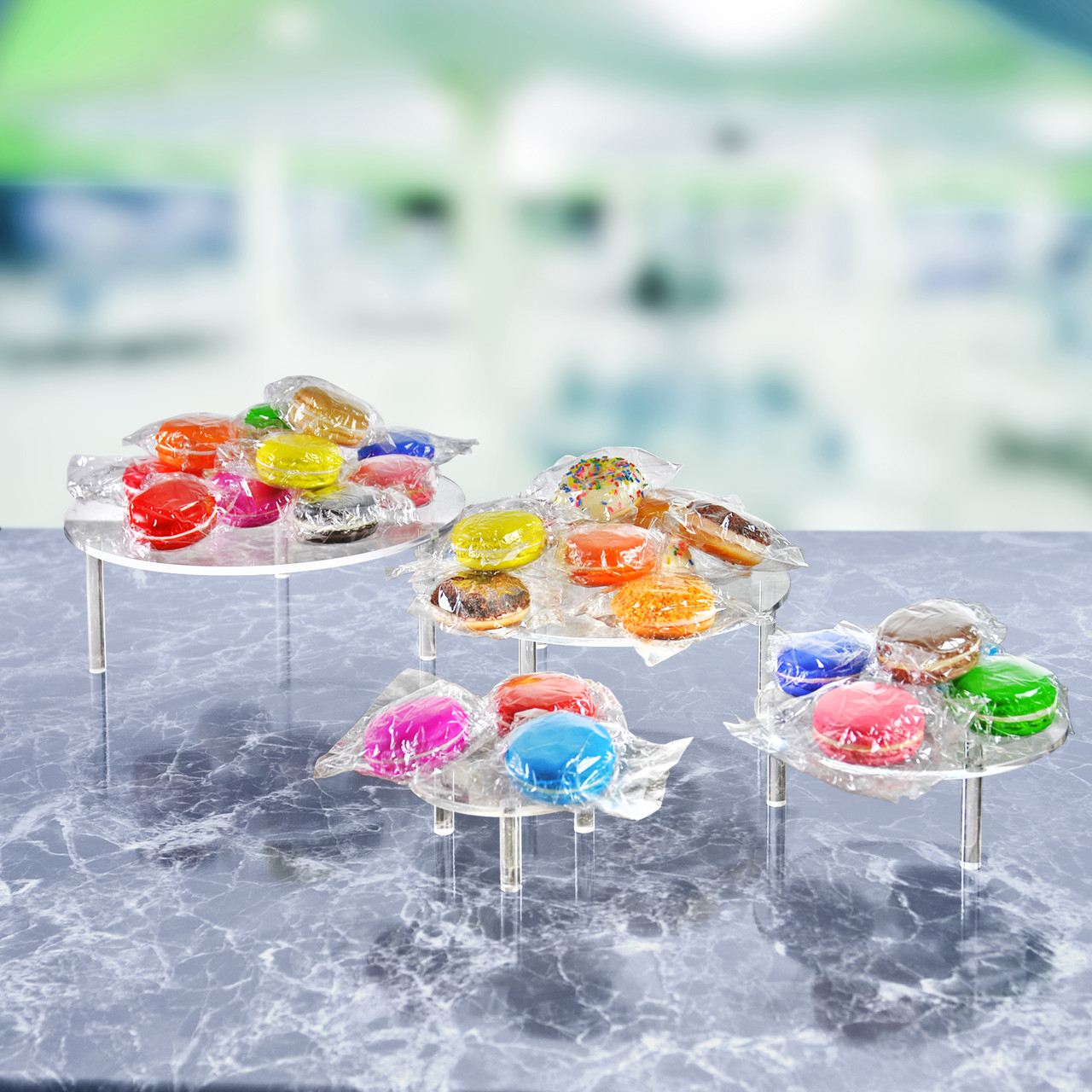 4-Piece Acrylic Small Round Riser Set - Azar Displays