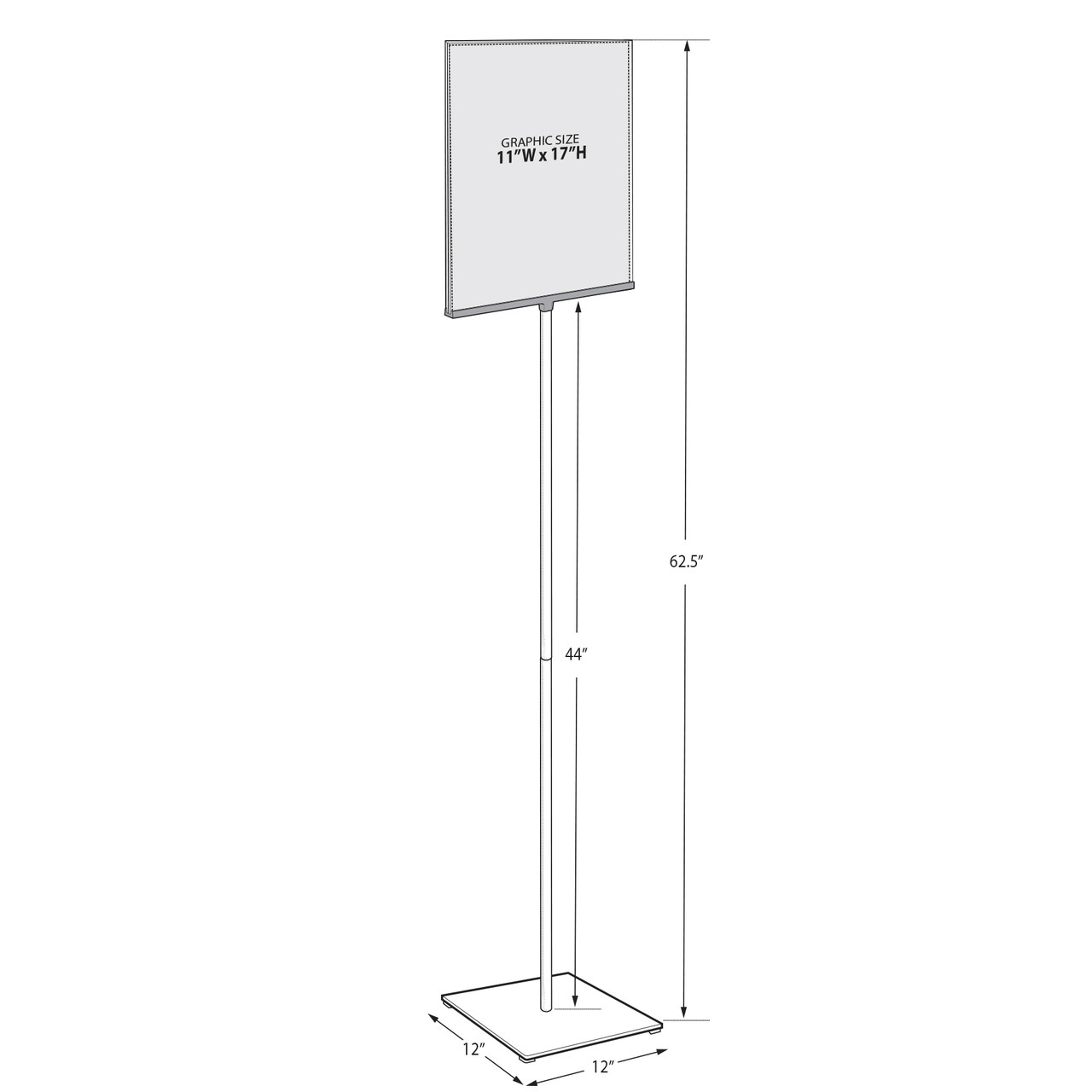 11"W x 17"H Pedestal Two-Sided Sign Holder Stand on Square Metal Base ...