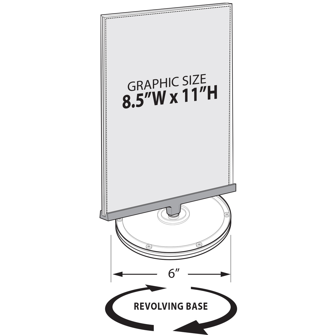 Two Sided Revolving Acrylic Sign Holder: 8.5"W x 11"H, 2-Pack - Azar ...