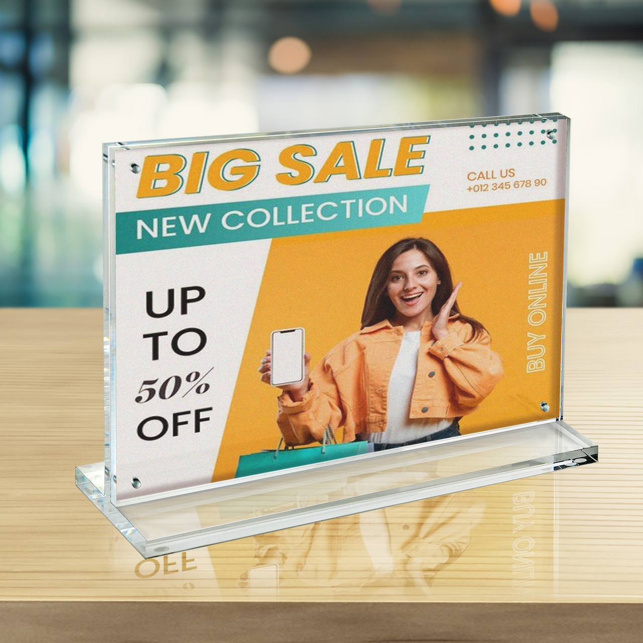 Slim Deluxe Acrylic Block Frame 11” x 8.5” on ½” Acrylic Base with ...