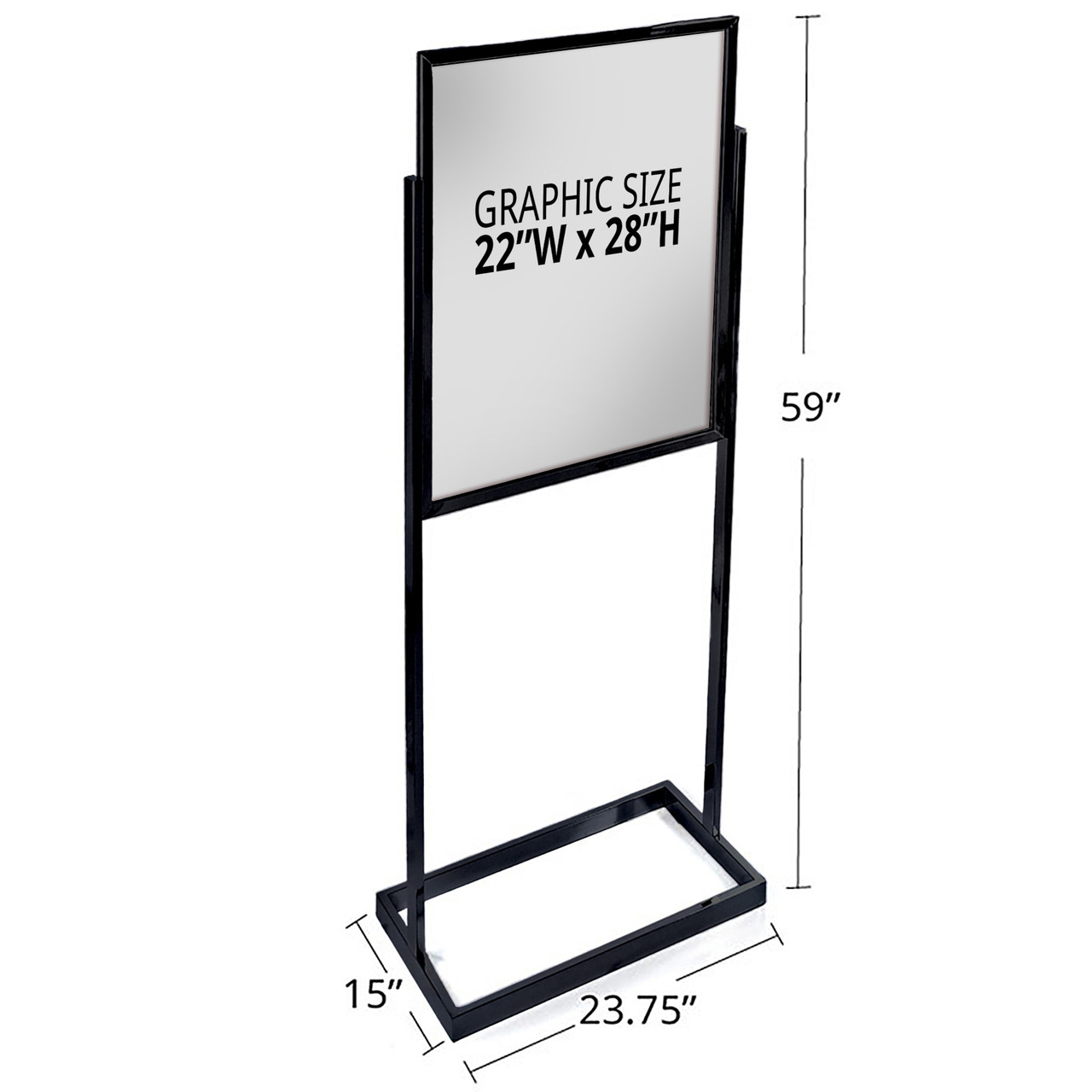 Black Poster Floor Stand 22"W x 28"H on Wide Base