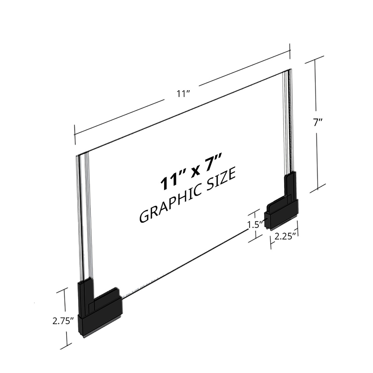 Two-Sided Large Acrylic Sign Holder With Magnetic Boots 11"W X 7"H, 2-Pack