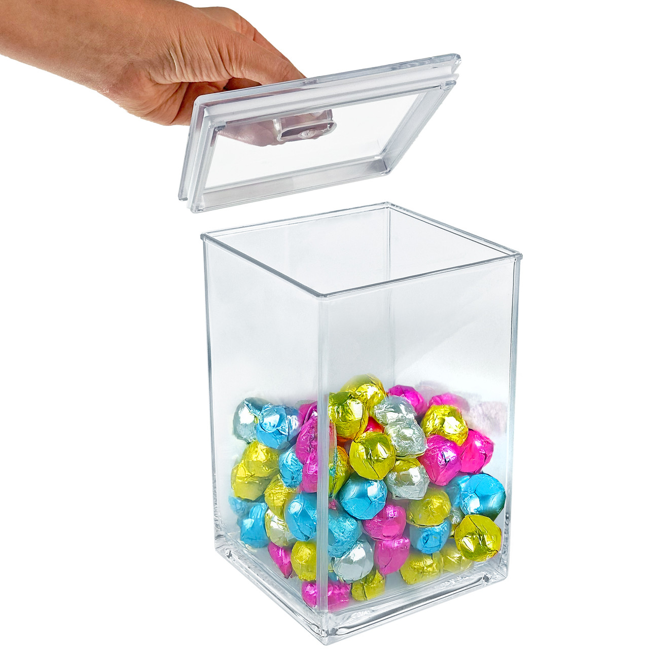 Square Candy Bin with Acrylic Lid – 1.04 Gallon Airtight Food Storage