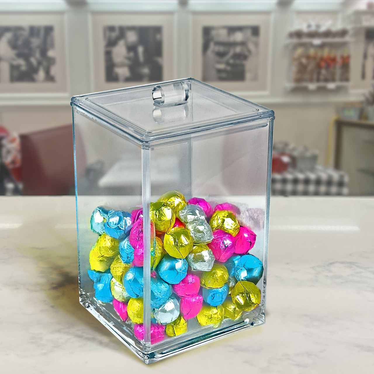 Square Candy Bin with Acrylic Lid – 1.04 Gallon Airtight Food Storage