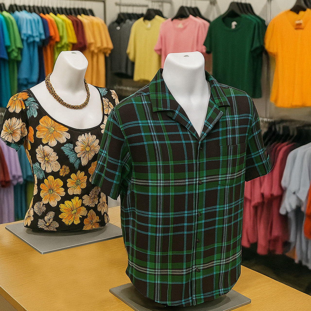 One Male and One Female White Plastic Bust, Torso Mannequin, on 12 ...