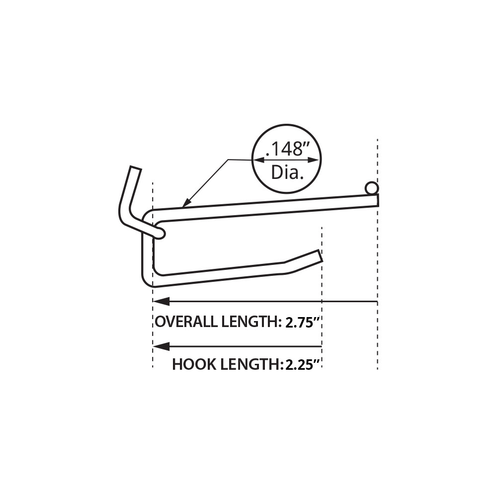 2" Metal Wire Flip Scan Hook .148" Diameter, 50-Pack - Azar Displays
