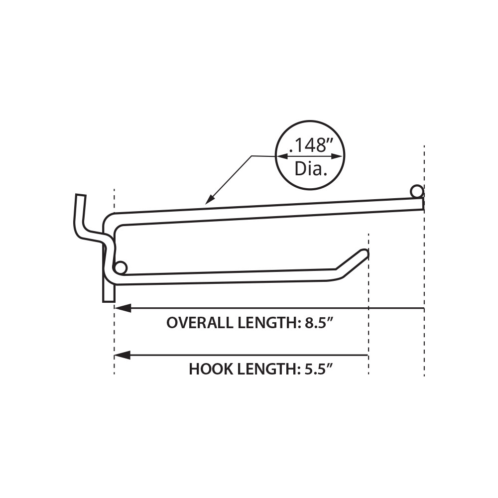 6" Metal Wire Flip Scan Loop Hook .148" Diameter, 50-Pack - Azar Displays