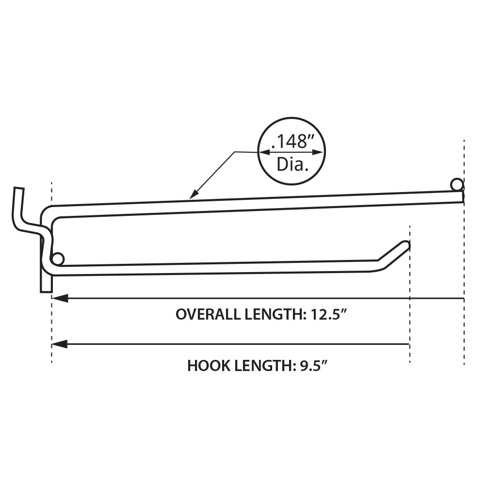 10" Metal Wire Flip Scan Loop Hook .148" Diameter, 50-Pack - Azar Displays