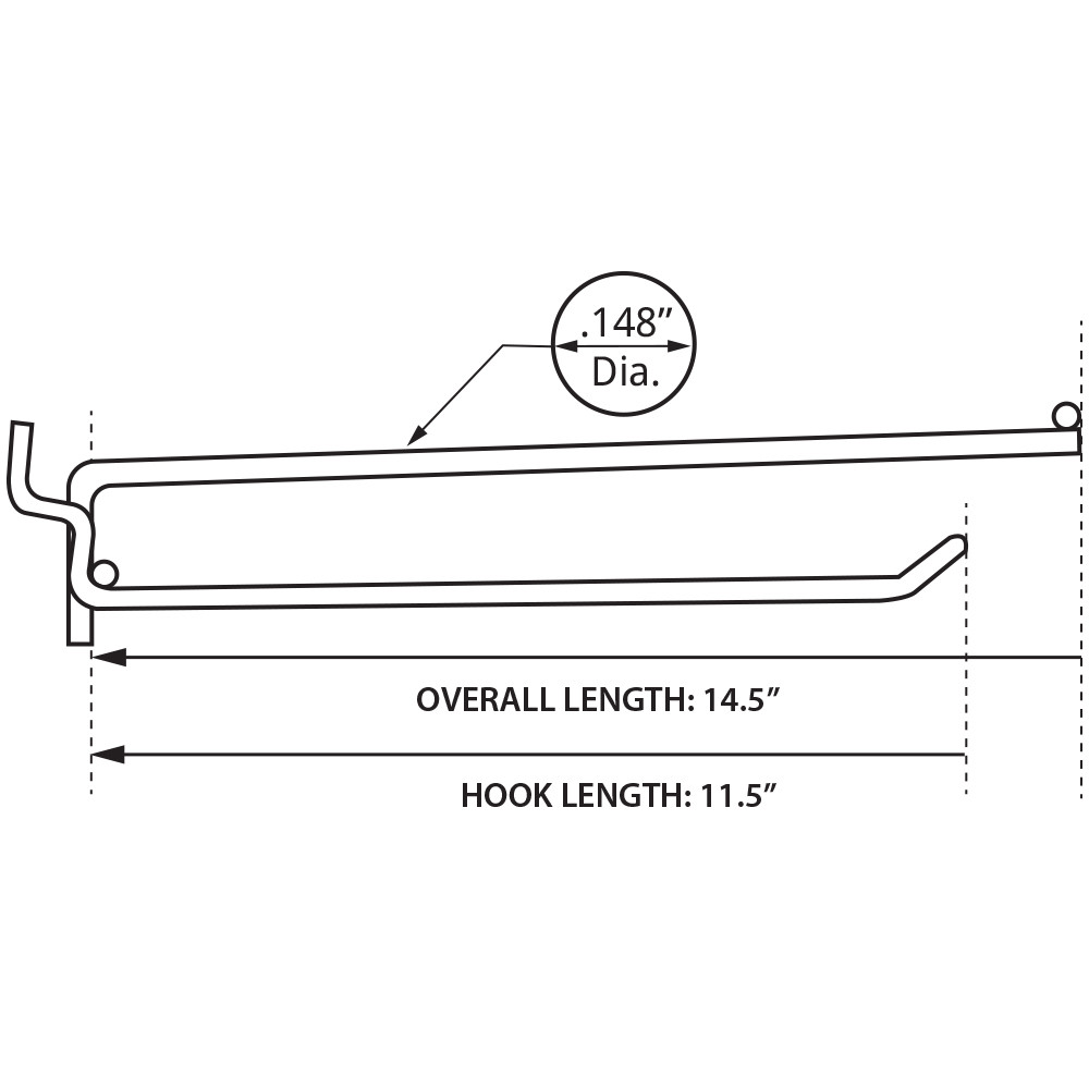 12" Metal Wire Flip Scan Loop Hook .148 Diameter, 50-Pack - Azar Displays