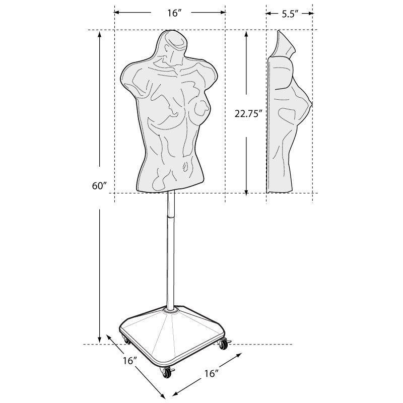 White Plastic Female Bust on Wheeled Plastic Base - Azar Displays