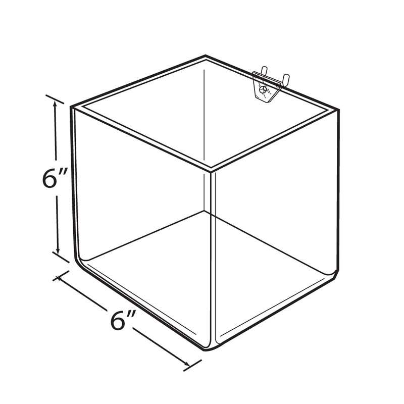 6" Cube Bin for Pegboard or Slatwall, 4-Pack - Azar Displays