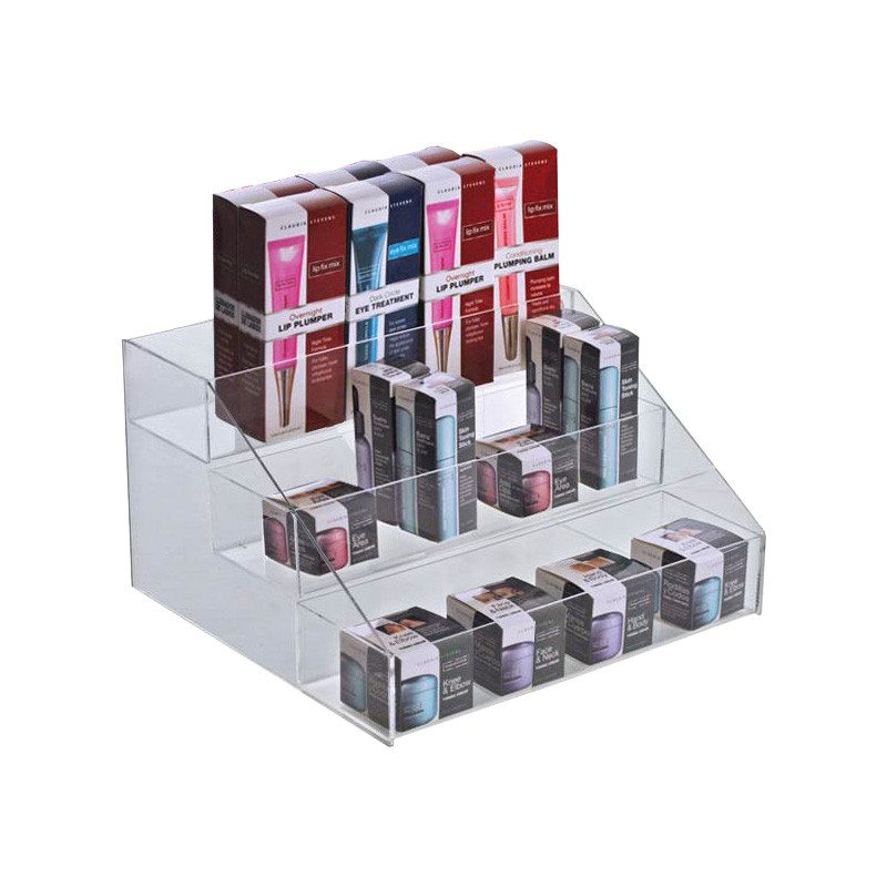 Three-Tier Shelf Step Display for Pegboard and Slat wall, 12” wide