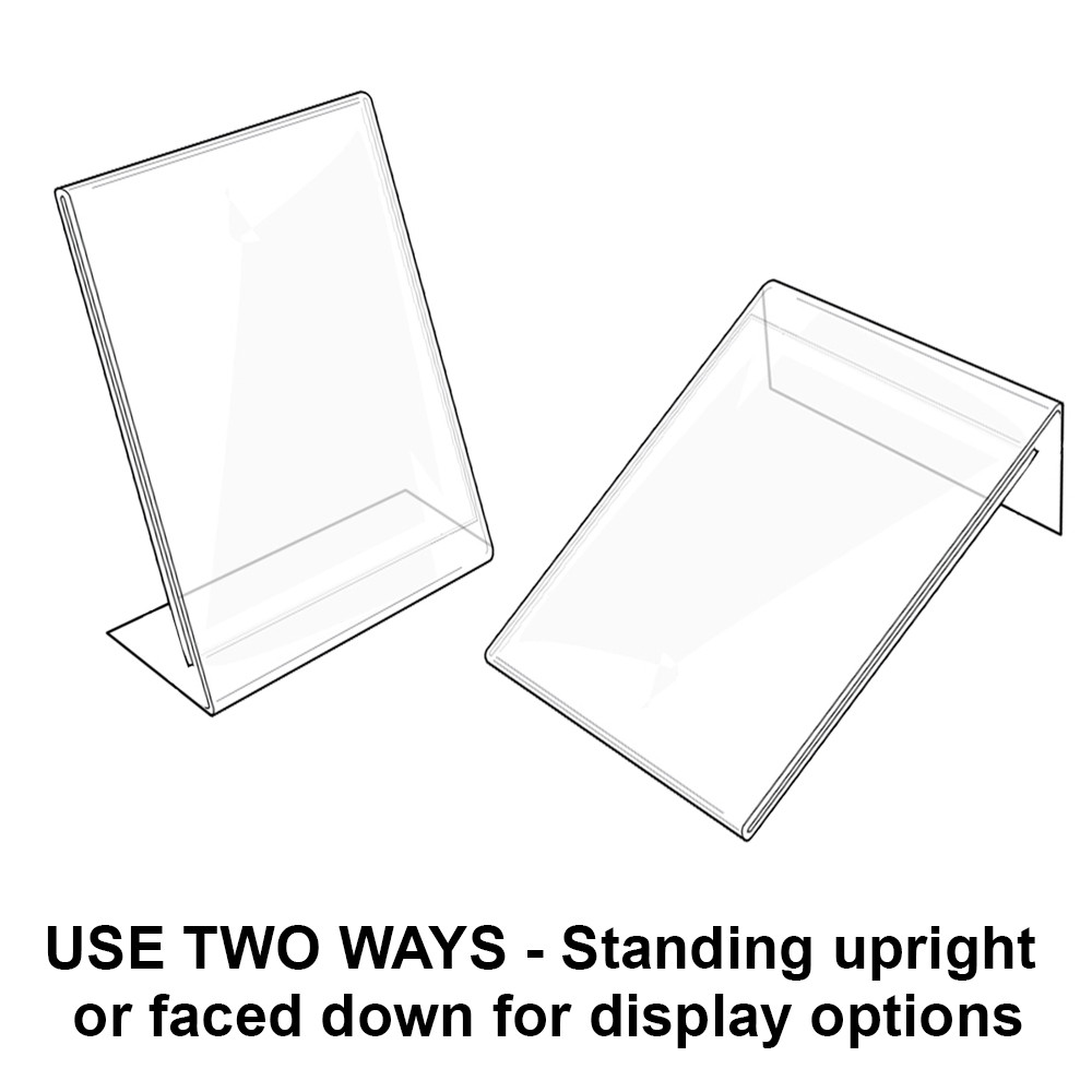 Angled L-Shaped Sign Holder Frame with Slant Back Design 3.5"x 5''High ...