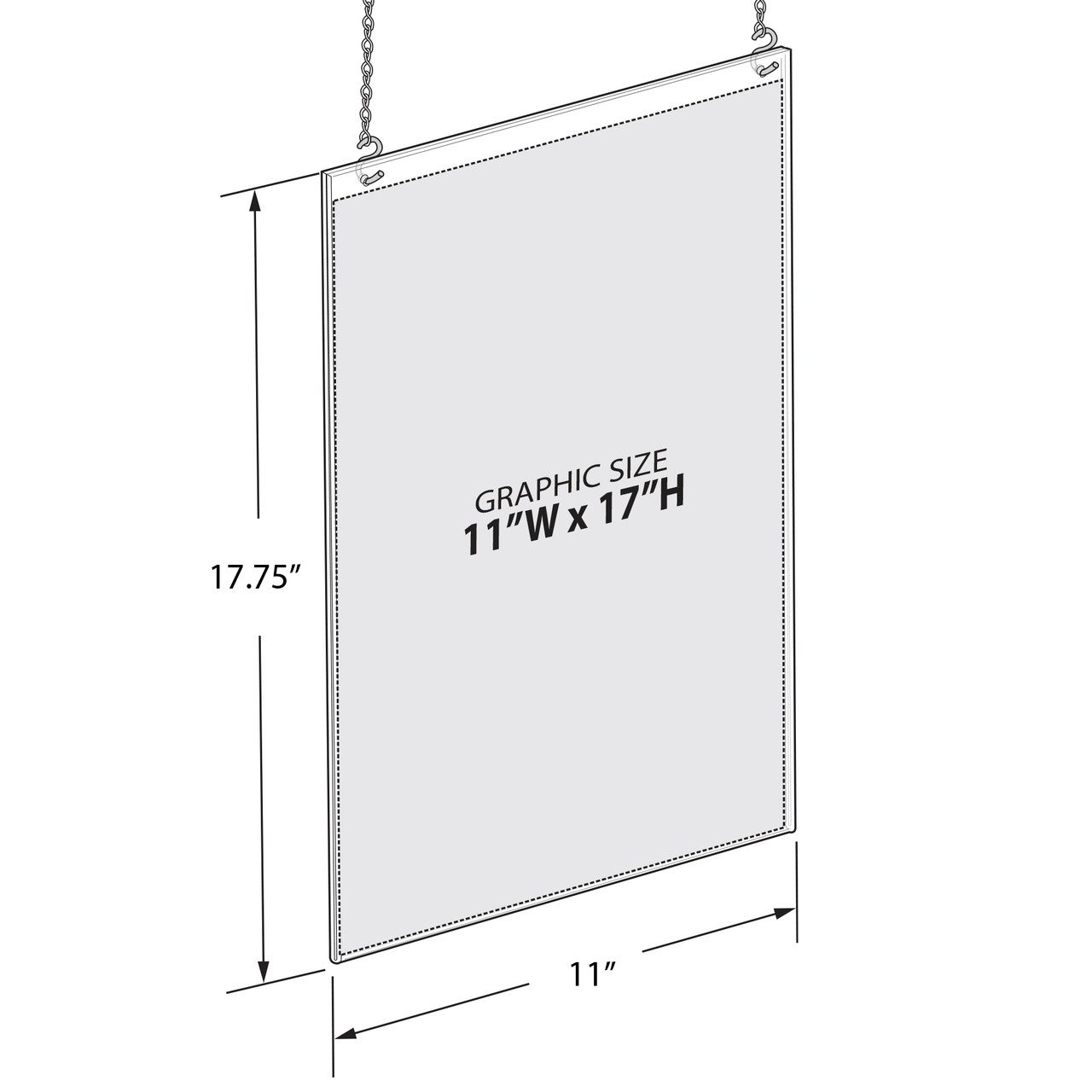 Clear Acrylic Hanging Ceiling Poster Frame 11" Wide X 17" High Vertical ...