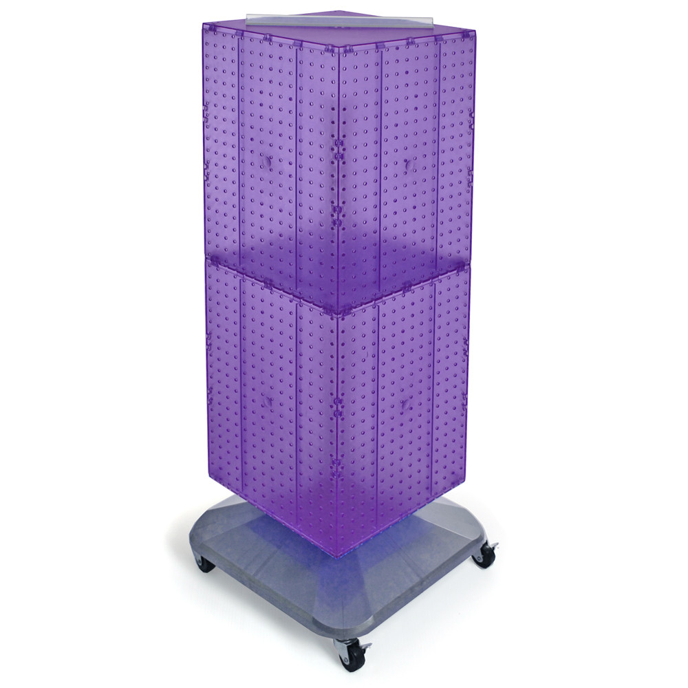 Four-Sided Pegboard Tower Floor Display on Revolving Wheeled Base ...