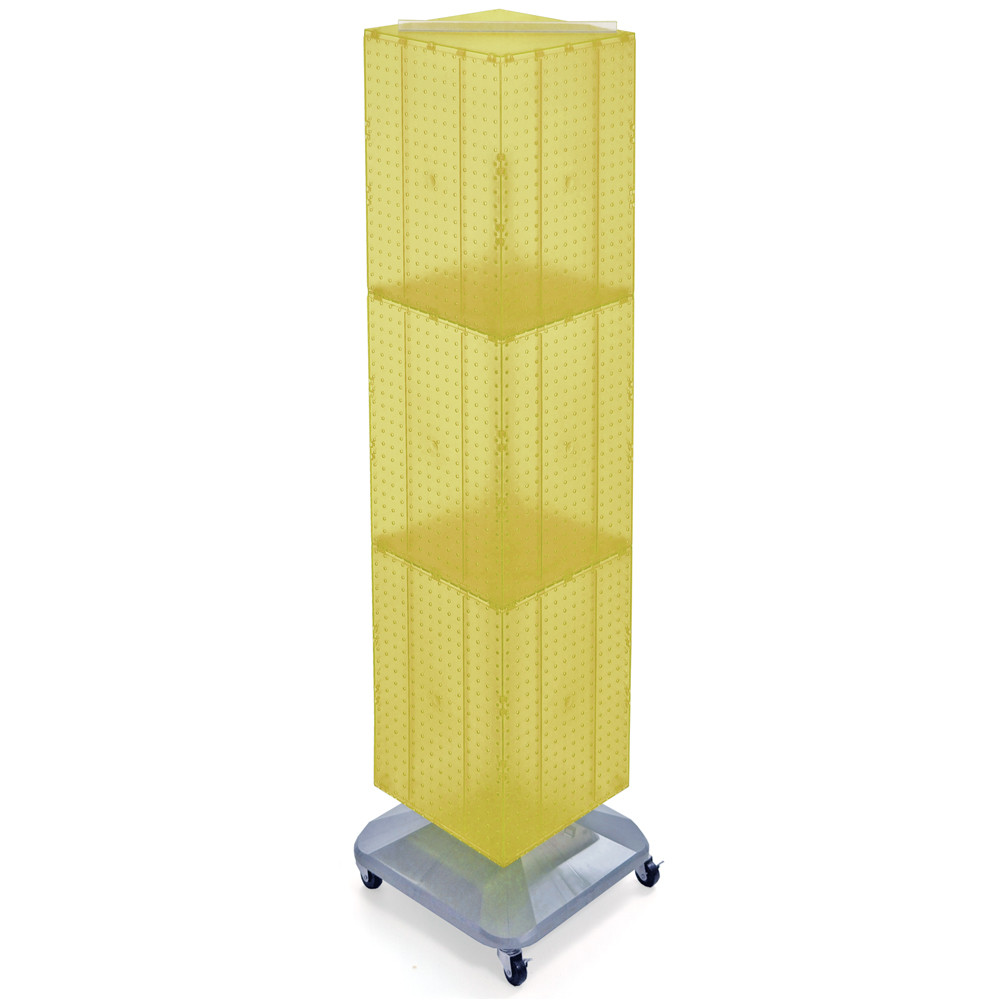 Four-Sided Pegboard Tower Floor Display on Revolving Wheeled Base ...