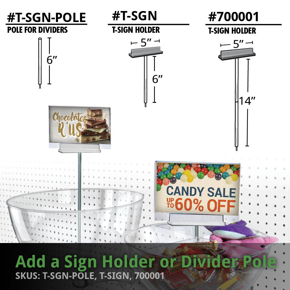 Sky Tower Bowl Display with Slide-in Frame Sign Holder - Azar Displays