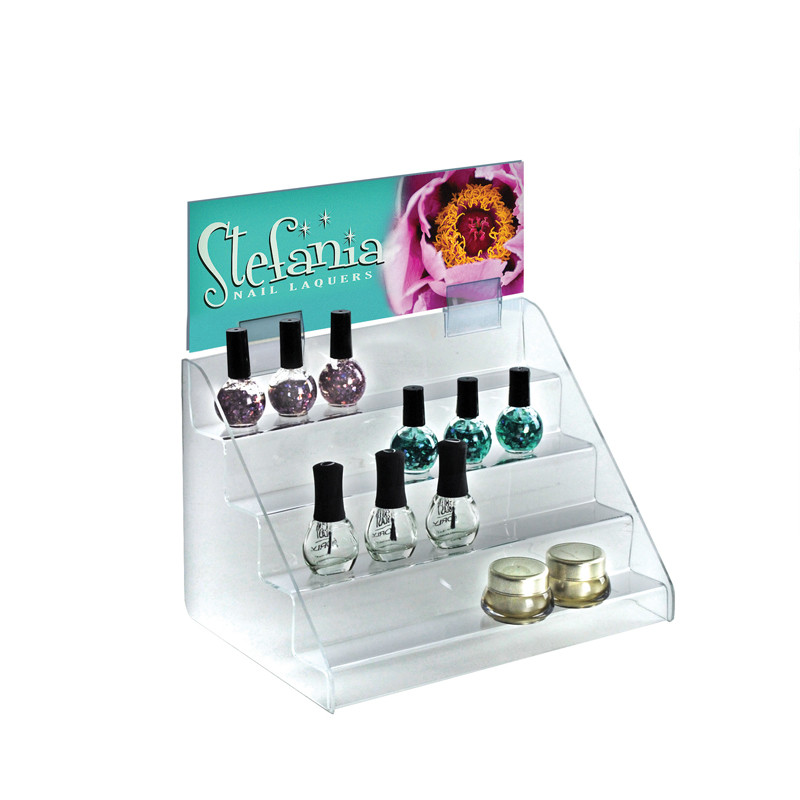 Four-Tier Shelf Counter Step Display, 12” wide