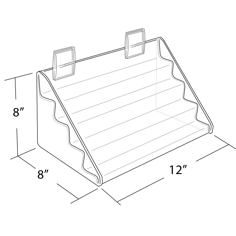 Four-Tier Shelf Counter Step Display, 12” wide