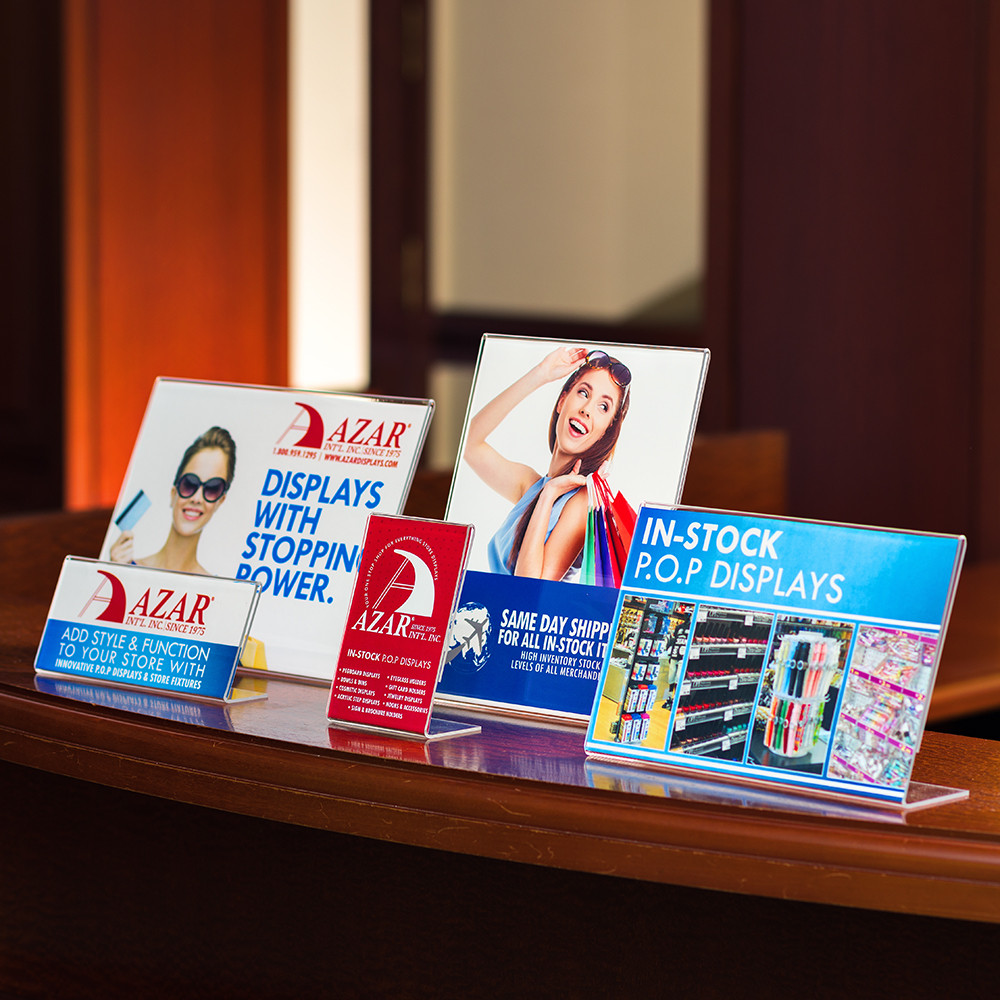 Angled L-Shaped Sign Holder Frame with Slant Back Design 3.5"x 2.5 ...