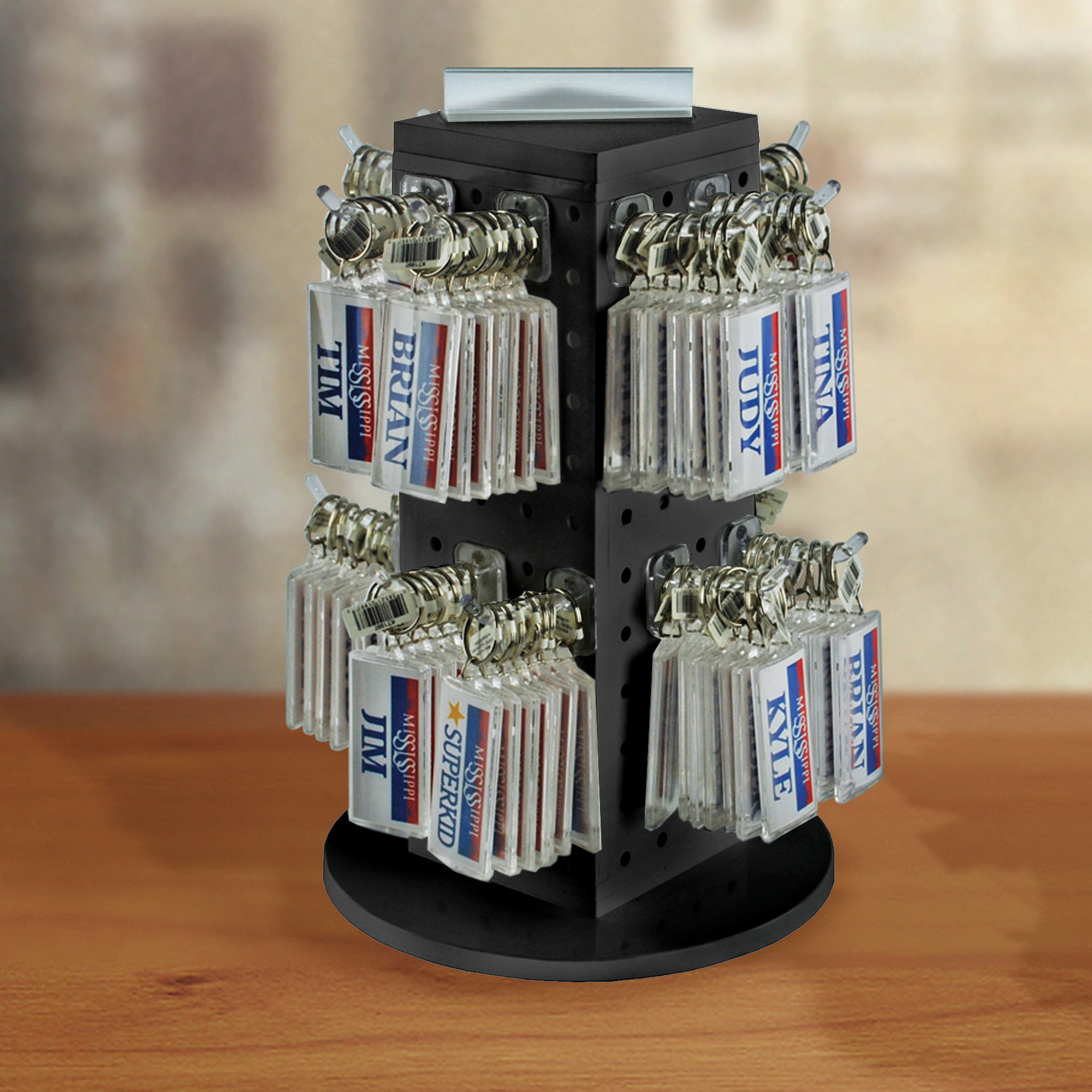 Four-sided 4"W x 12"H Pegboard Tower with Revolving 9" Base - Azar Displays