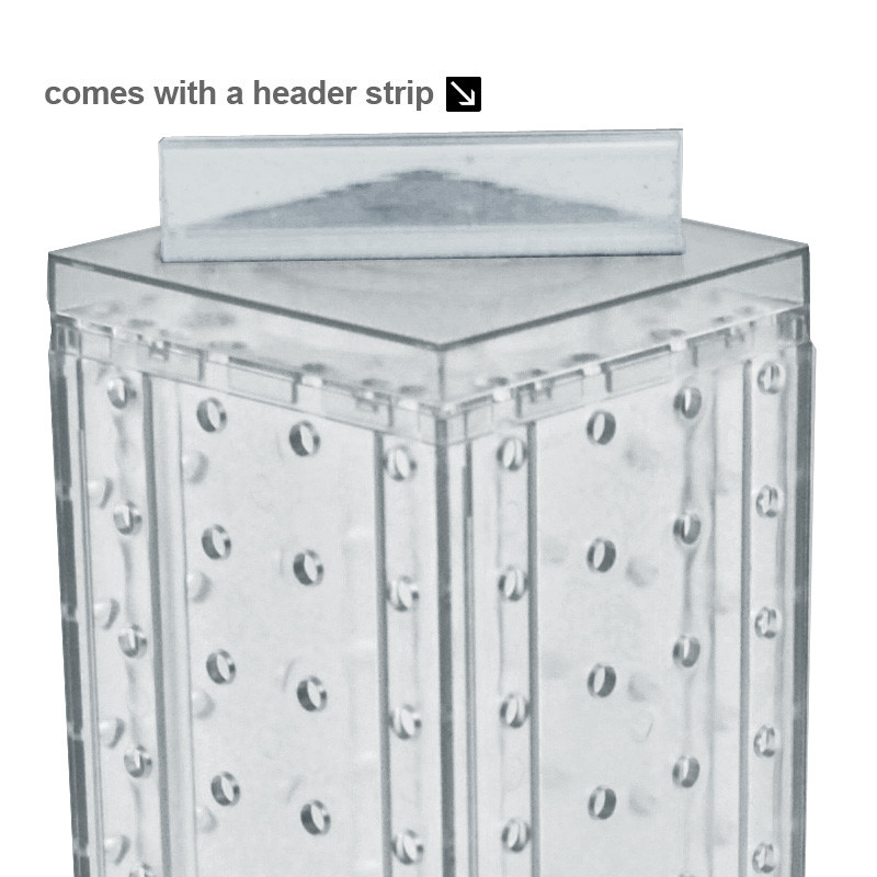 Four-sided 4"W x 12"H Pegboard Tower with Revolving 9" Base - Azar Displays