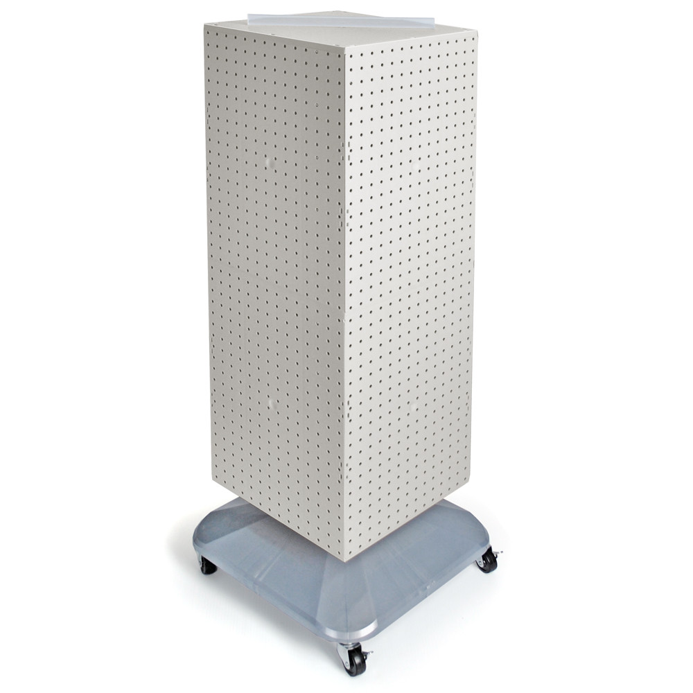 Four-Sided Pegboard Tower Floor Display on Revolving Wheeled Base ...