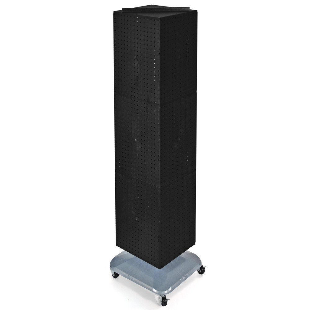 Four-Sided Pegboard Tower Floor Display on Revolving Wheeled Base ...
