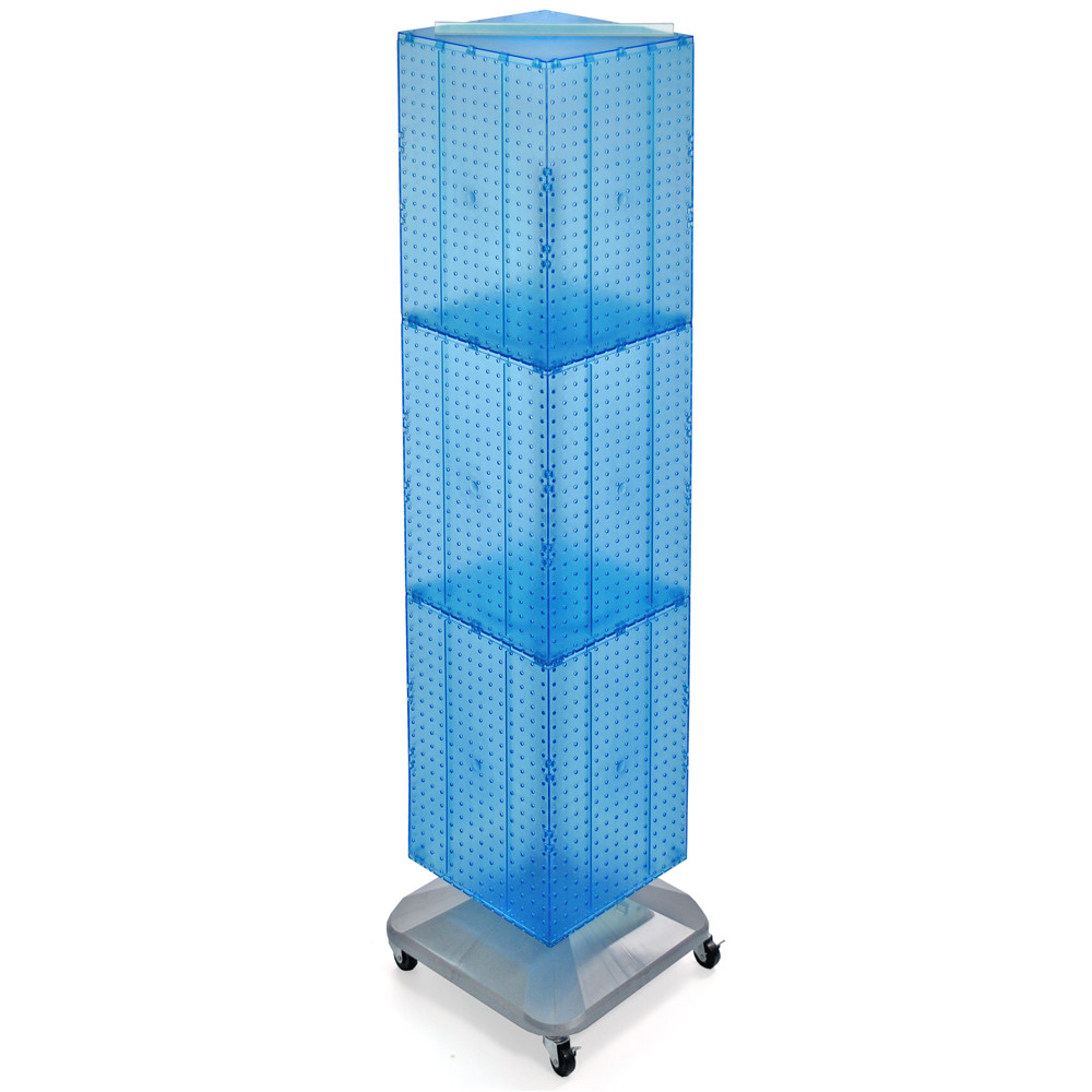 Four-Sided Pegboard Tower Floor Display on Revolving Wheeled Base ...