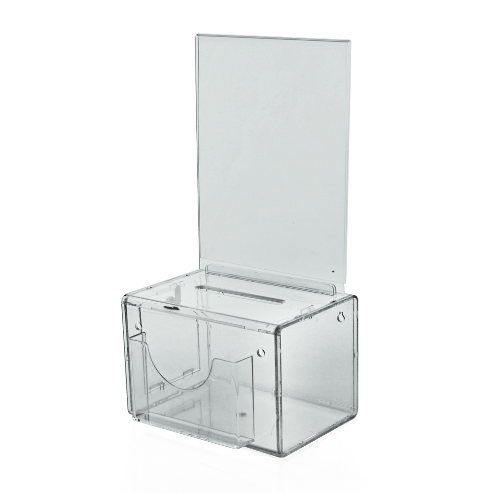 Large Lottery Box with Lock and Keys. Color: Clear - Azar Displays