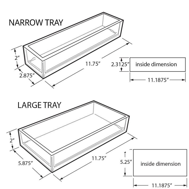 Deluxe 3 Piece Clear Acrylic Tray Set, Two Narrow Rectangle Trays and ...