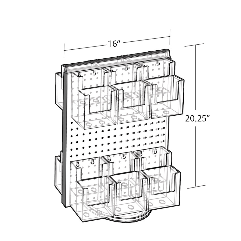 Double-Sided Revolving Pegboard Counter Display with Brochure Pockets ...