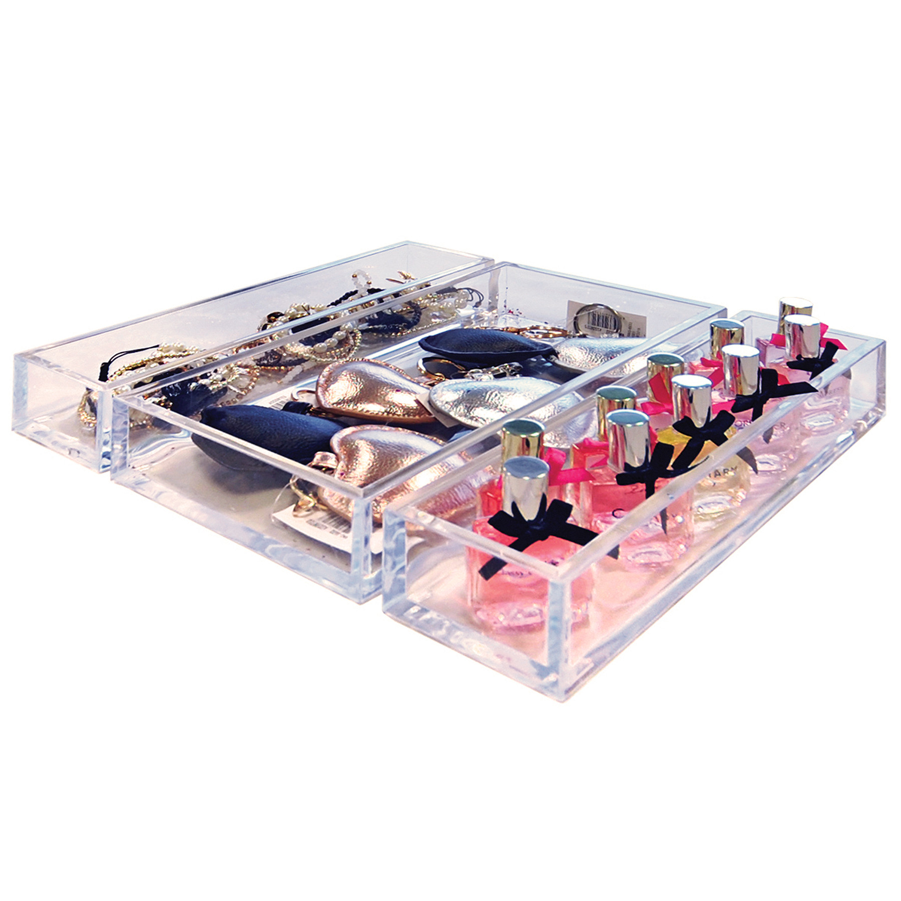 Large Deluxe Clear Acrylic Rectangle Tray Organizer for Desk or Counter ...