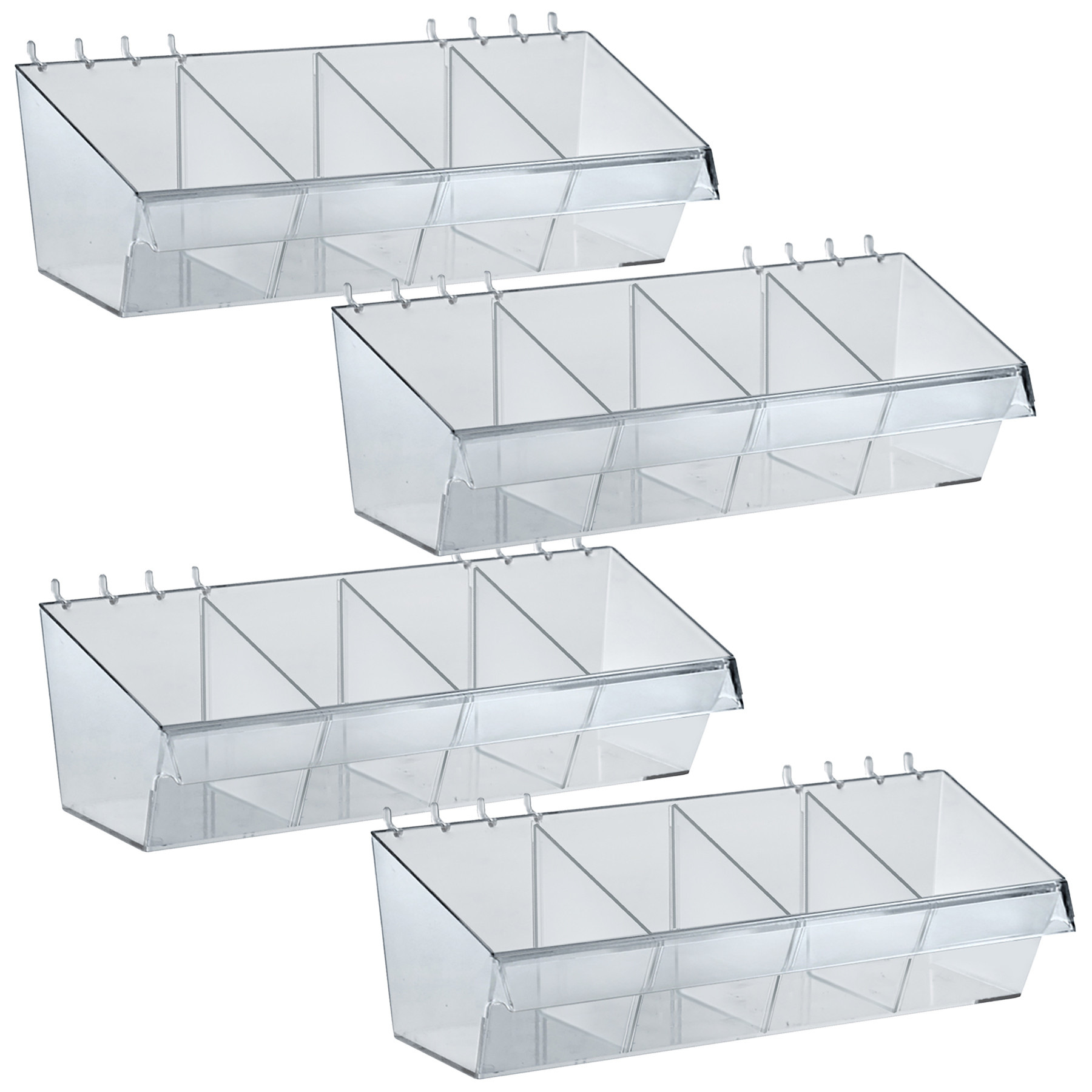 13 Inch Wide x 4 Inch Deep Divider Bin for Pegboard or Slatwall with ...
