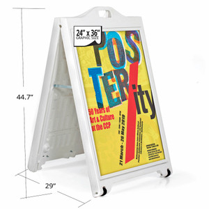 White Double-Sided Sidewalk A-Frame Sign w/ Protective Lens 24"x36 ...