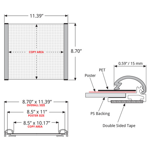8.5" x 11" Vertical/Horizontal Door Sign Snap Frame, 10-Pack - Azar ...