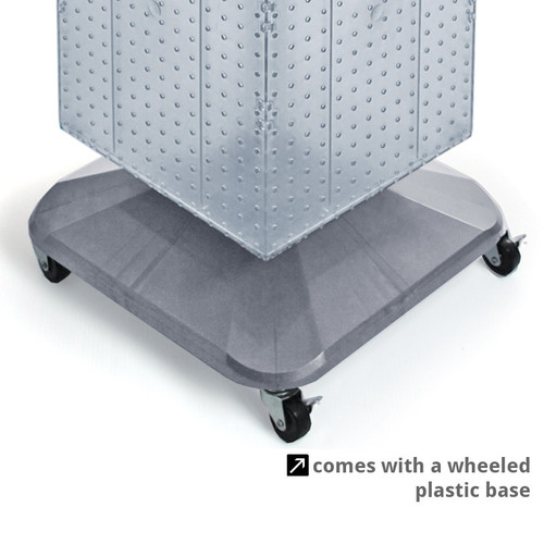 Four-Sided Pegboard Tower Floor Display on Revolving Wheeled Base ...