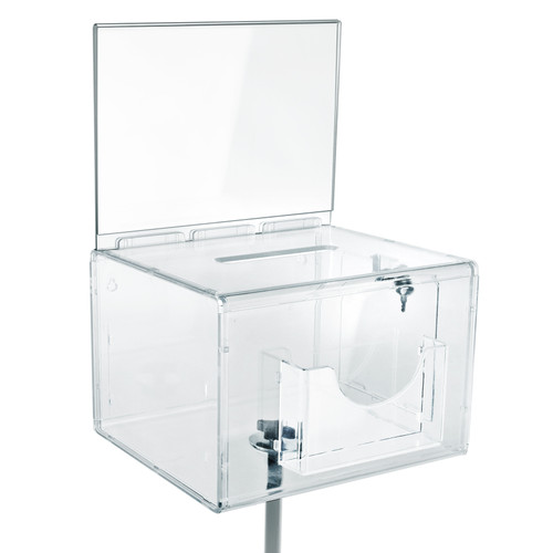 Extra Large Clear Lottery Box on Adjustable Pedestal Floor Stand w ...