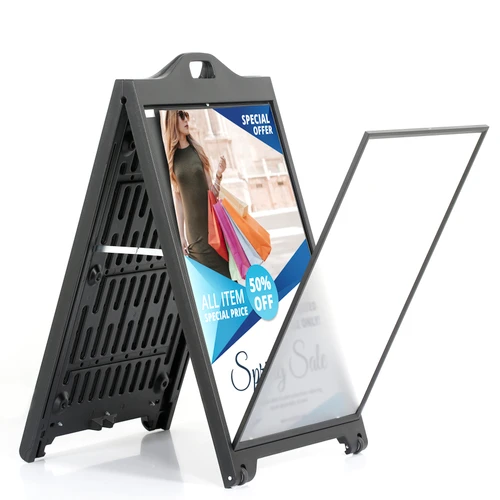 Black Double-Sided Sidewalk A-Frame Sign w/ Protective Lens 24" x 36 ...