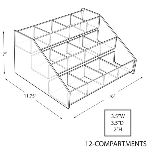 NEW Three-Tier Shelf, 12 Compartment Counter Step Display, 16" wide ...