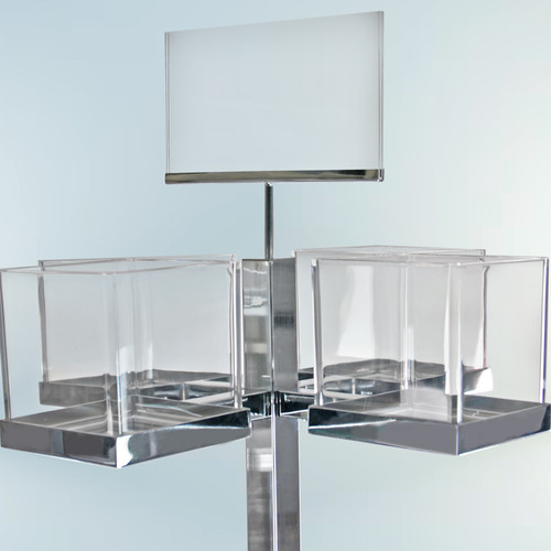 Chrome Arm Cube Bin Floor Tower Display