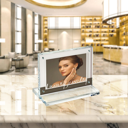 Slim Deluxe Acrylic Block Frame 7” x 5” on ½” Acrylic Base with Magnet ...