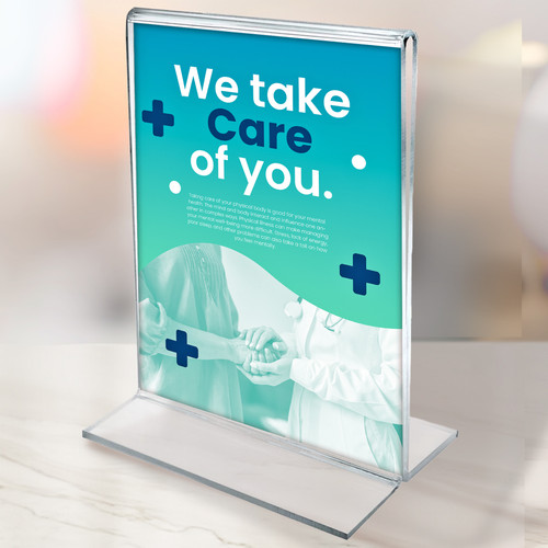 Bottom Loading Clear Acrylic T-Frame Sign Holder 8.5" Wide x 11''High ...