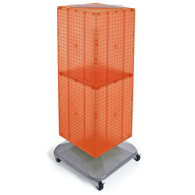Four-Sided Pegboard Tower Floor Display on Revolving Wheeled Base ...