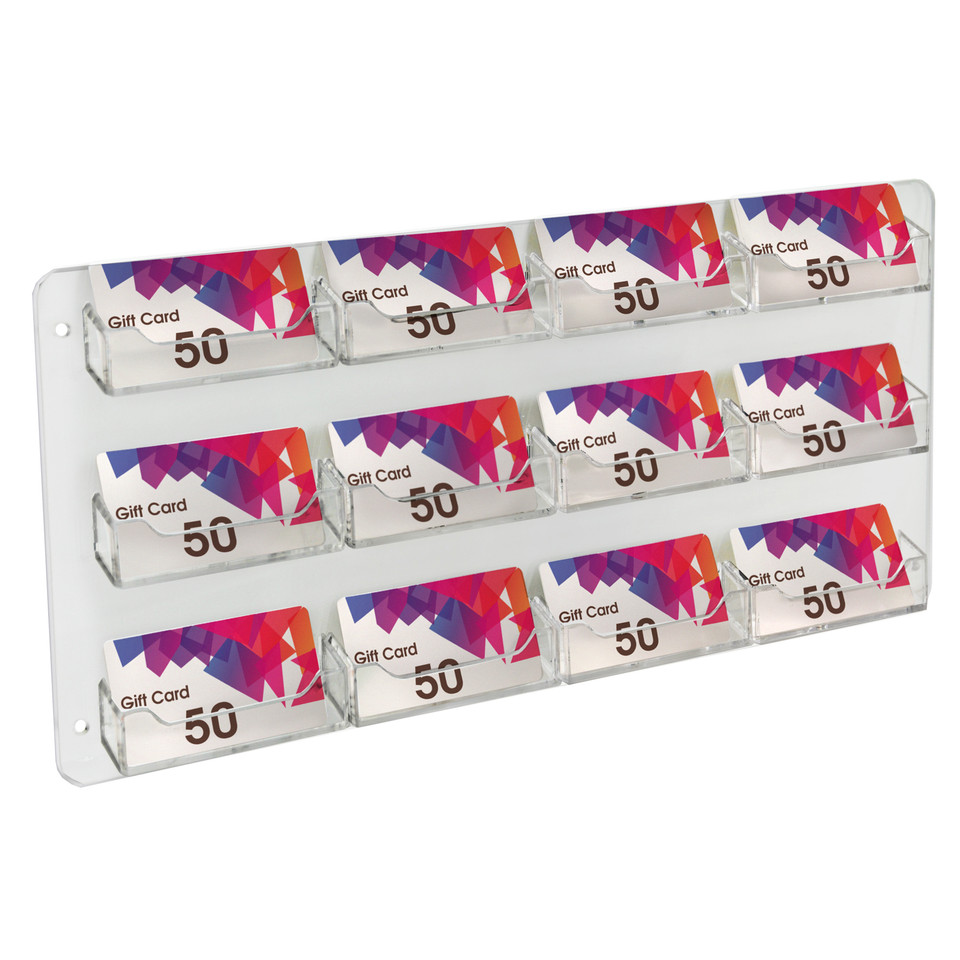 12 Pocket Business Card and Gift Card Wall Rack. Clear Acrylic Wall ...