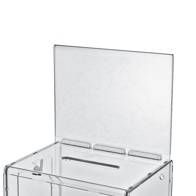 Clear Extra Large Lottery Box with Pocket, Lock and Keys - Azar Displays