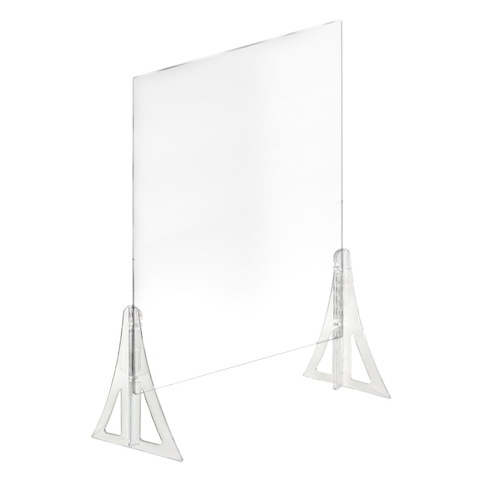 30" x 40" Acrylic Protective Shield with Metal Counter Edge Clamp ...