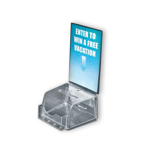Clear Small Molded Lottery Box with Pocket - Azar Displays