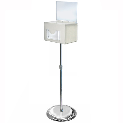 Extra Large White Box on Adjustable Pedestal Floor Stand w/ Pocket ...